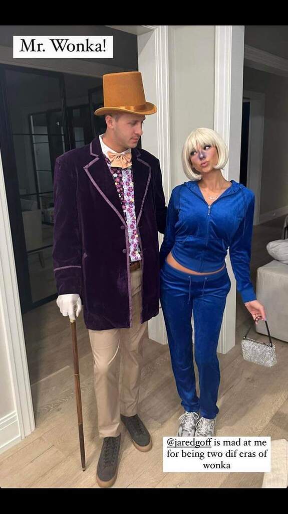 Jared as Willy Wonka and kristen as Violet Beauraguard - The Den