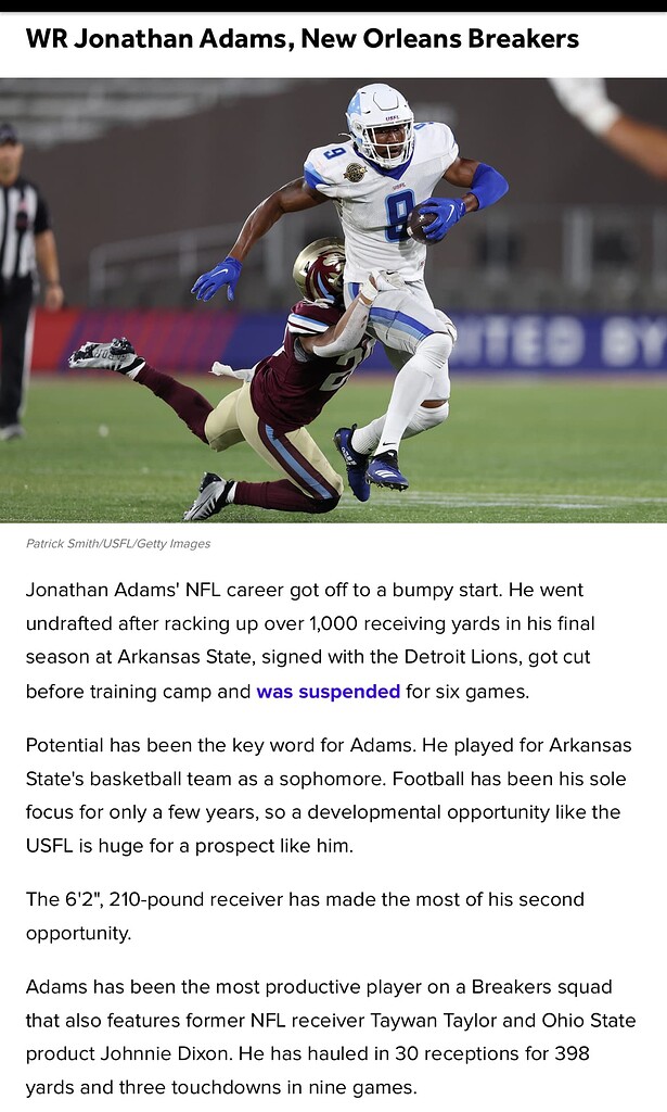 Former Lion Jonathan Adams making noise in USFL - The Den
