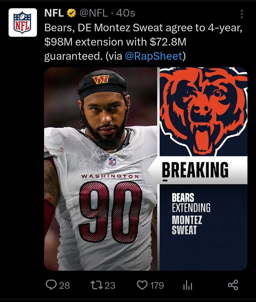 Bears sign Montez Sweat to 4-year extension - The Den