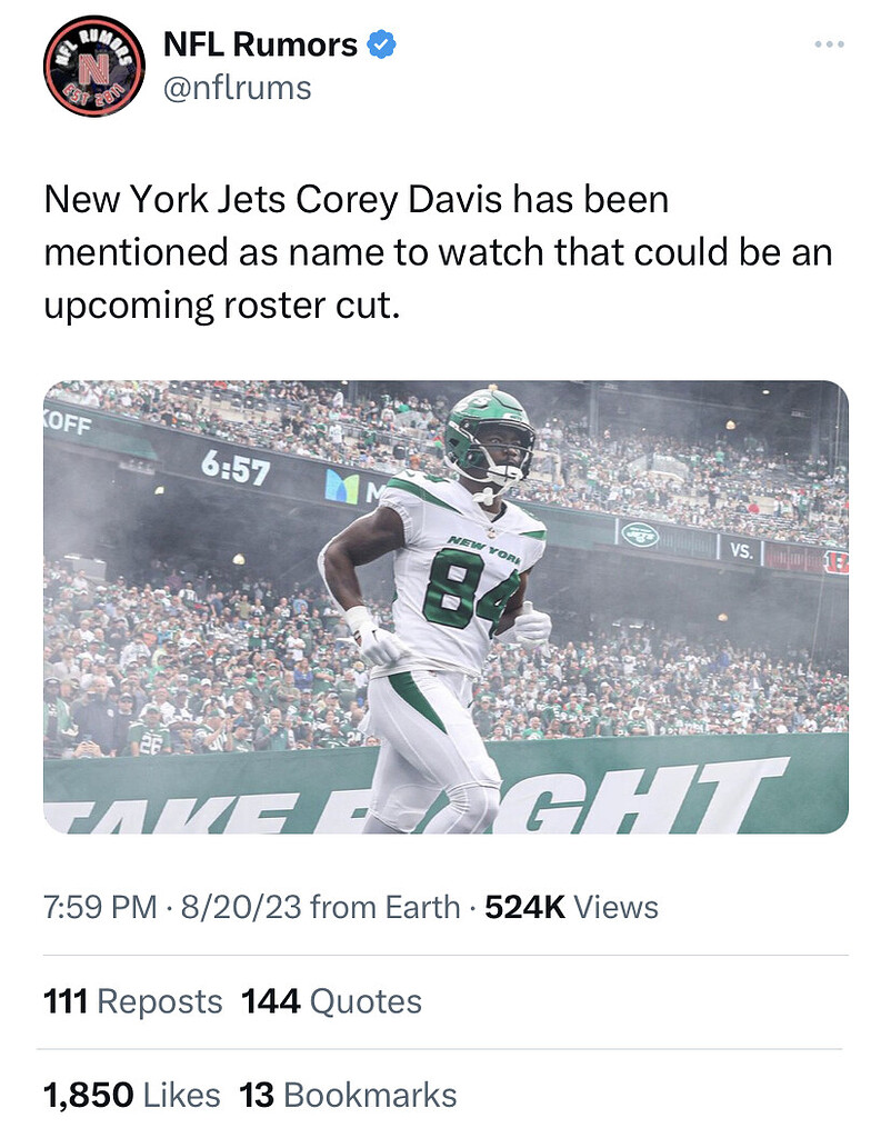 Corey Davis to be cut? - The Den