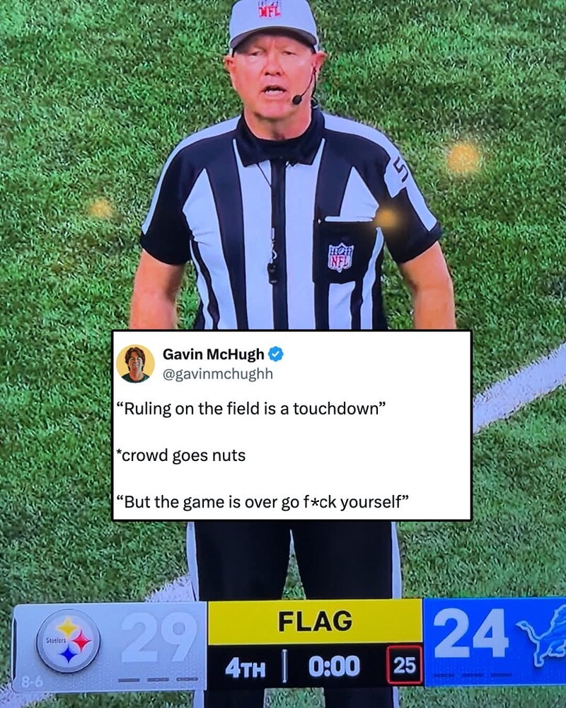 NFL refs official call on the field on last play - The Den