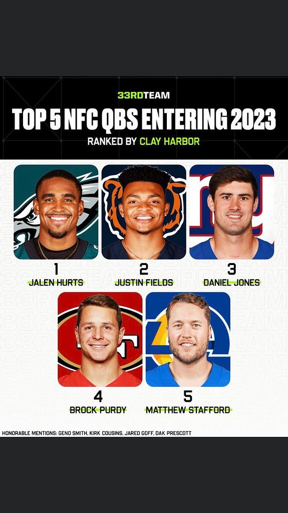Clay Harbor NFC QB rankings - The Den