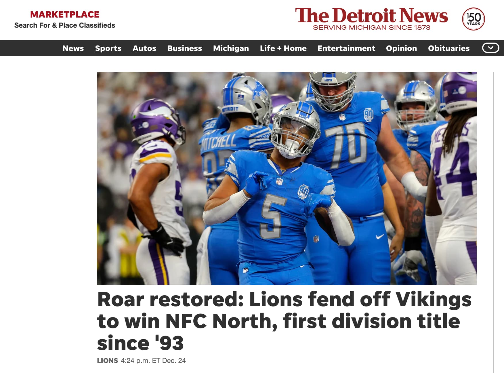 Detroit Lions Win the Division: Headline Thread - The Den