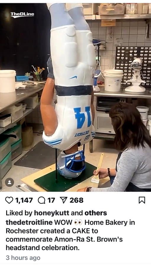 Get Your Amon Ra St Brown Headstand Celebration Cake - The Den