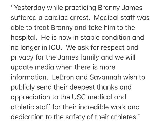 Wow, Bronny James suffers Cardiac Arrest - The Den